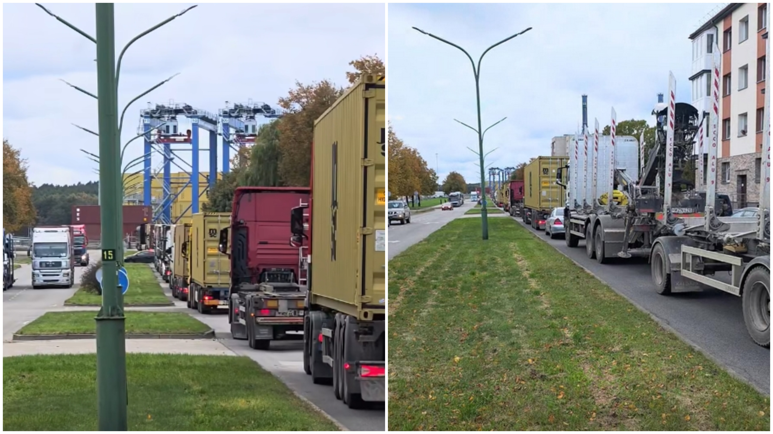 Kvartalą dusina vilkikai