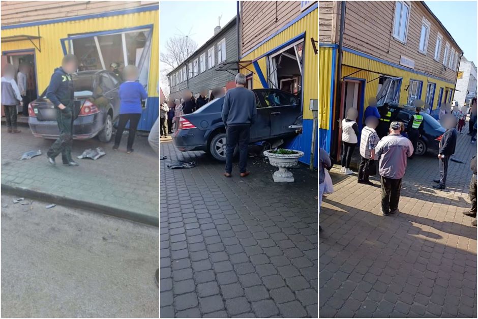 Automobilis įlėkė į parduotuvę: papasakojo, kas nutiko