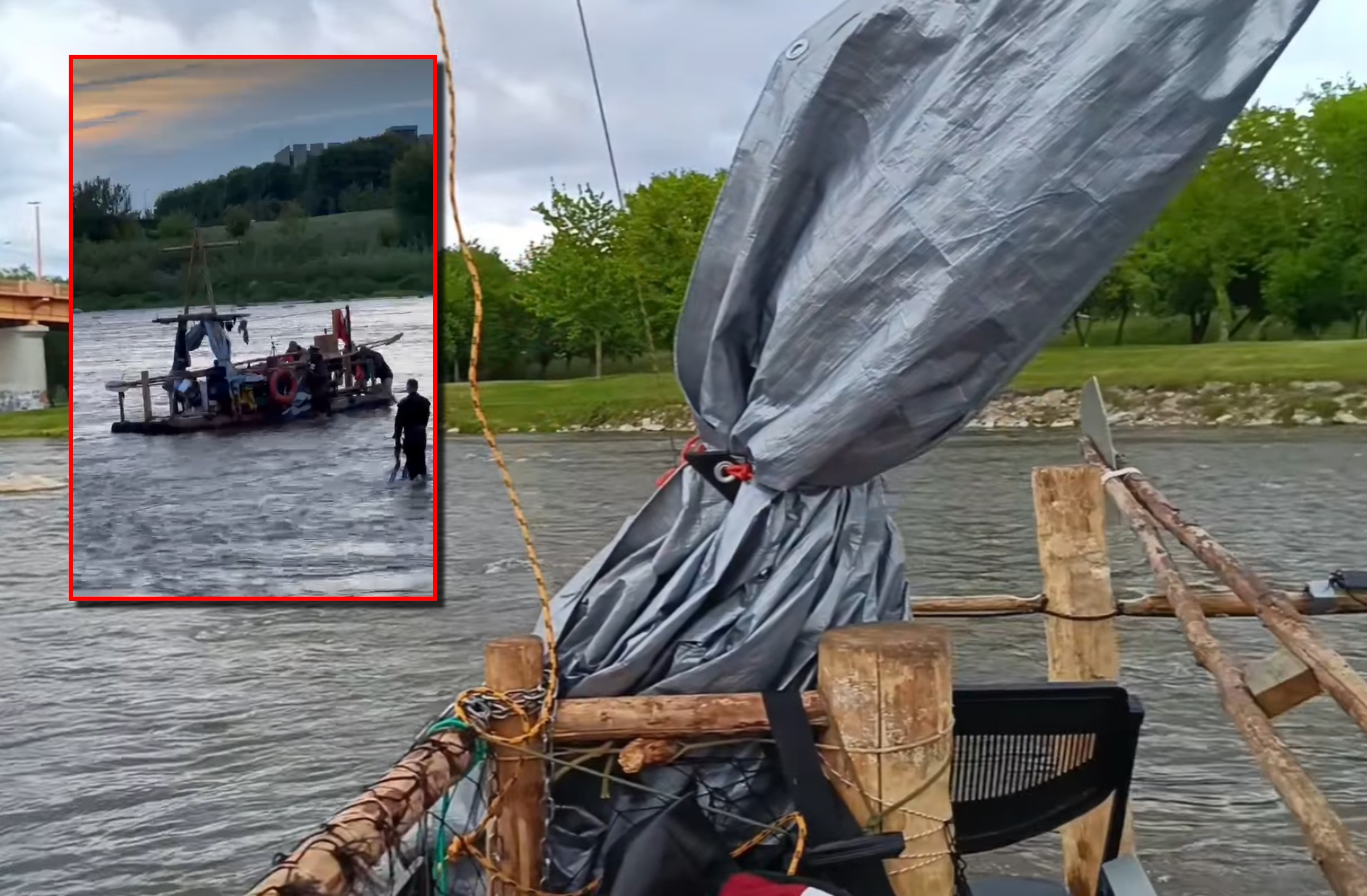 Ekspedicijos dalyvių plaustas strigo Neryje (vaizdo įrašai)